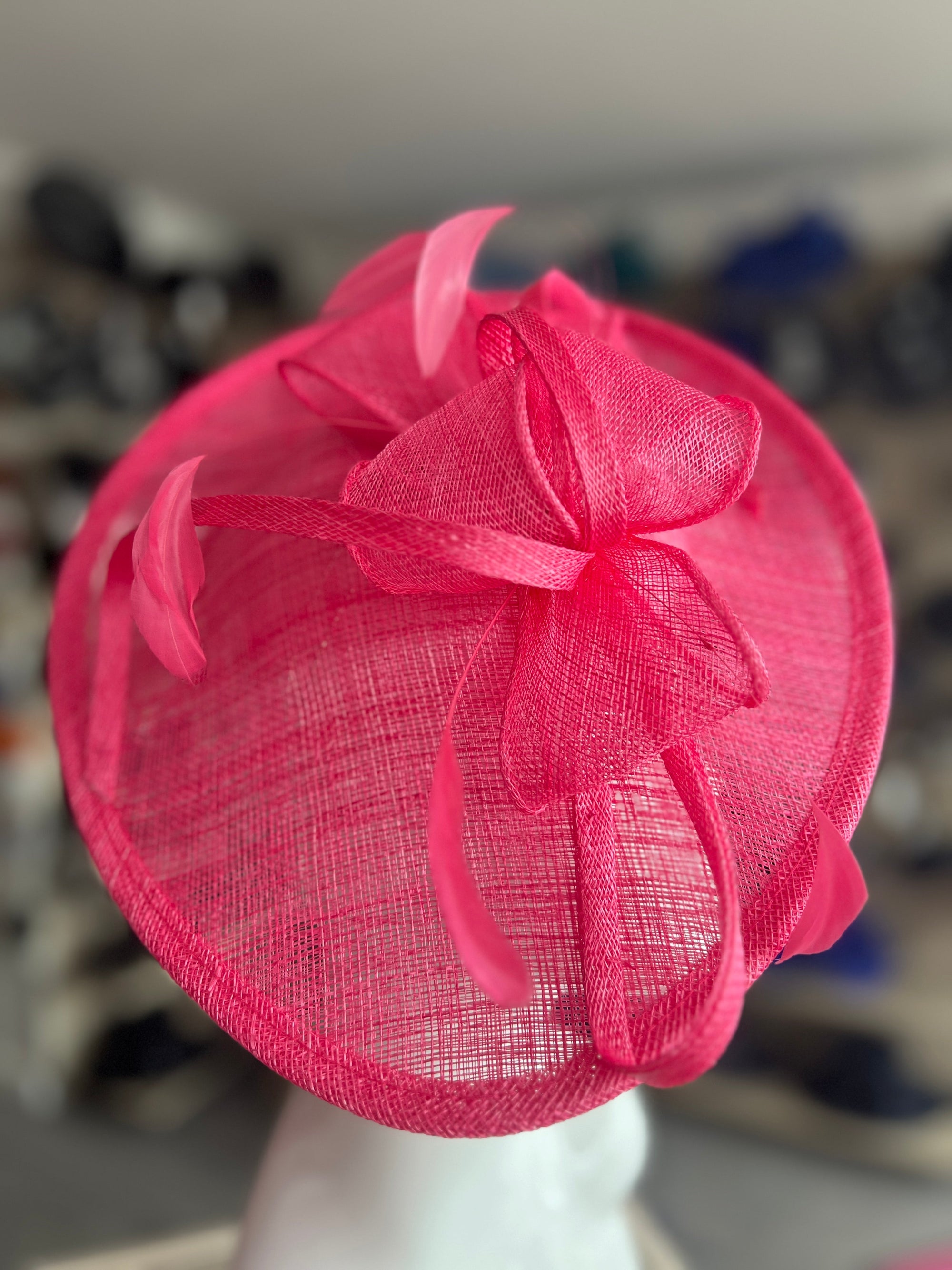 Cerise Teardrop Disc Fascinator for Weddings & The Races
