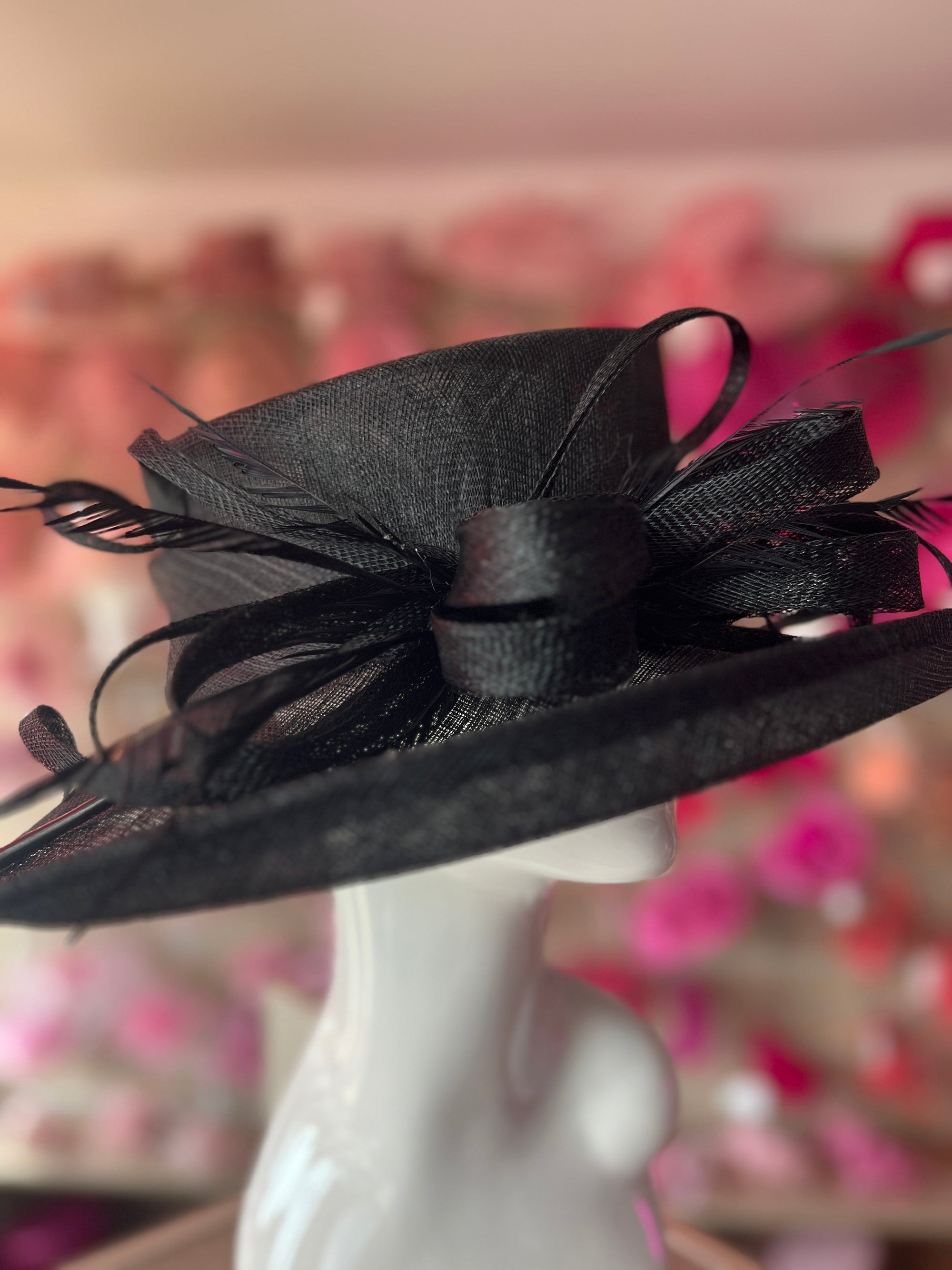 Black Funeral Hats - Funeral Fascinators with Black Veil / Birdcage