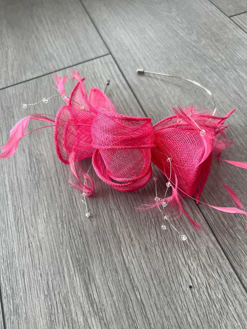 Classic Sinamay Cerise Fascinator for Weddings & The Races