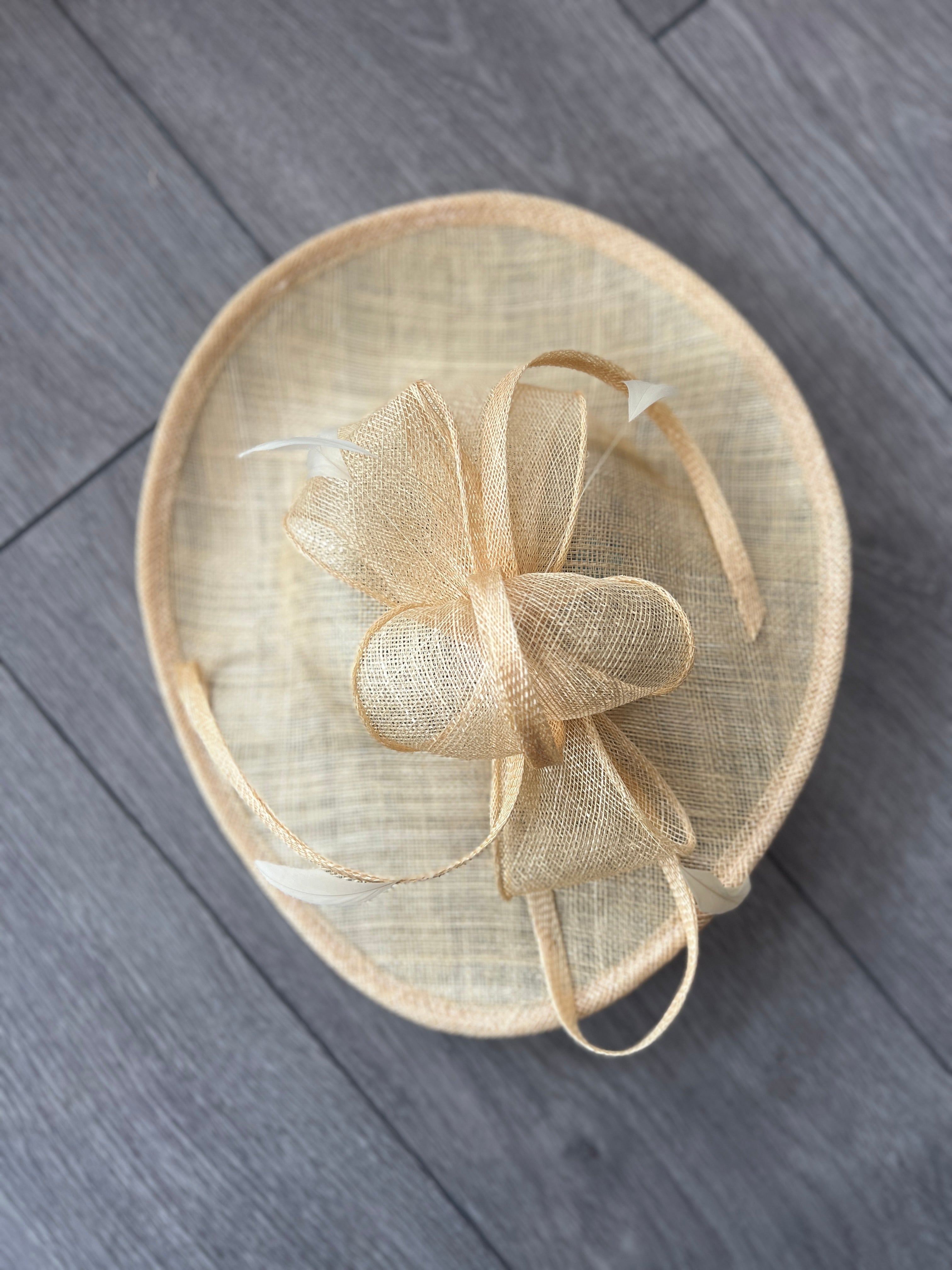 Corn Teardrop Disc Fascinator for Weddings & The Races