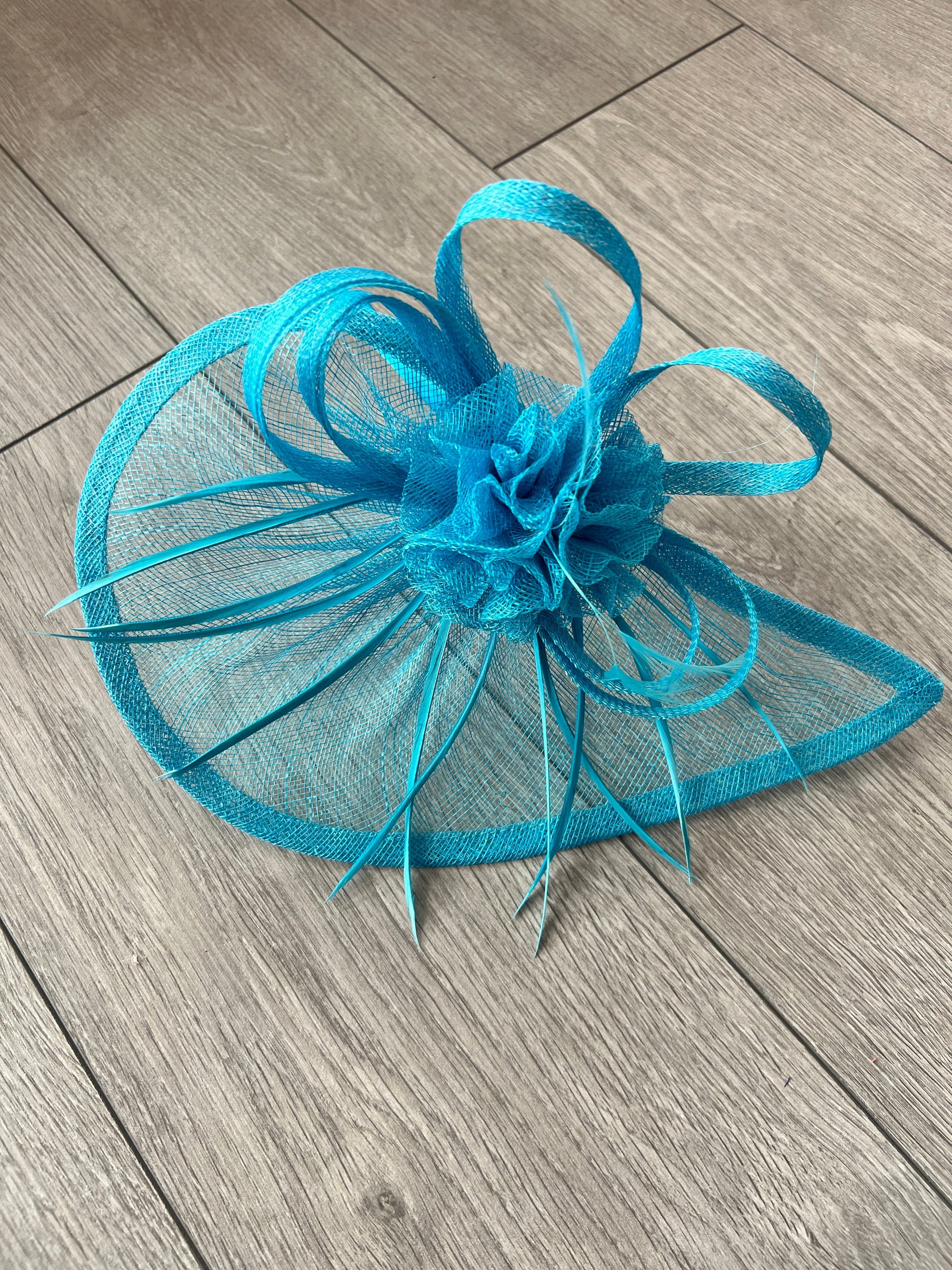 Crescent Design Half Disc Aqua Fascinator Headband