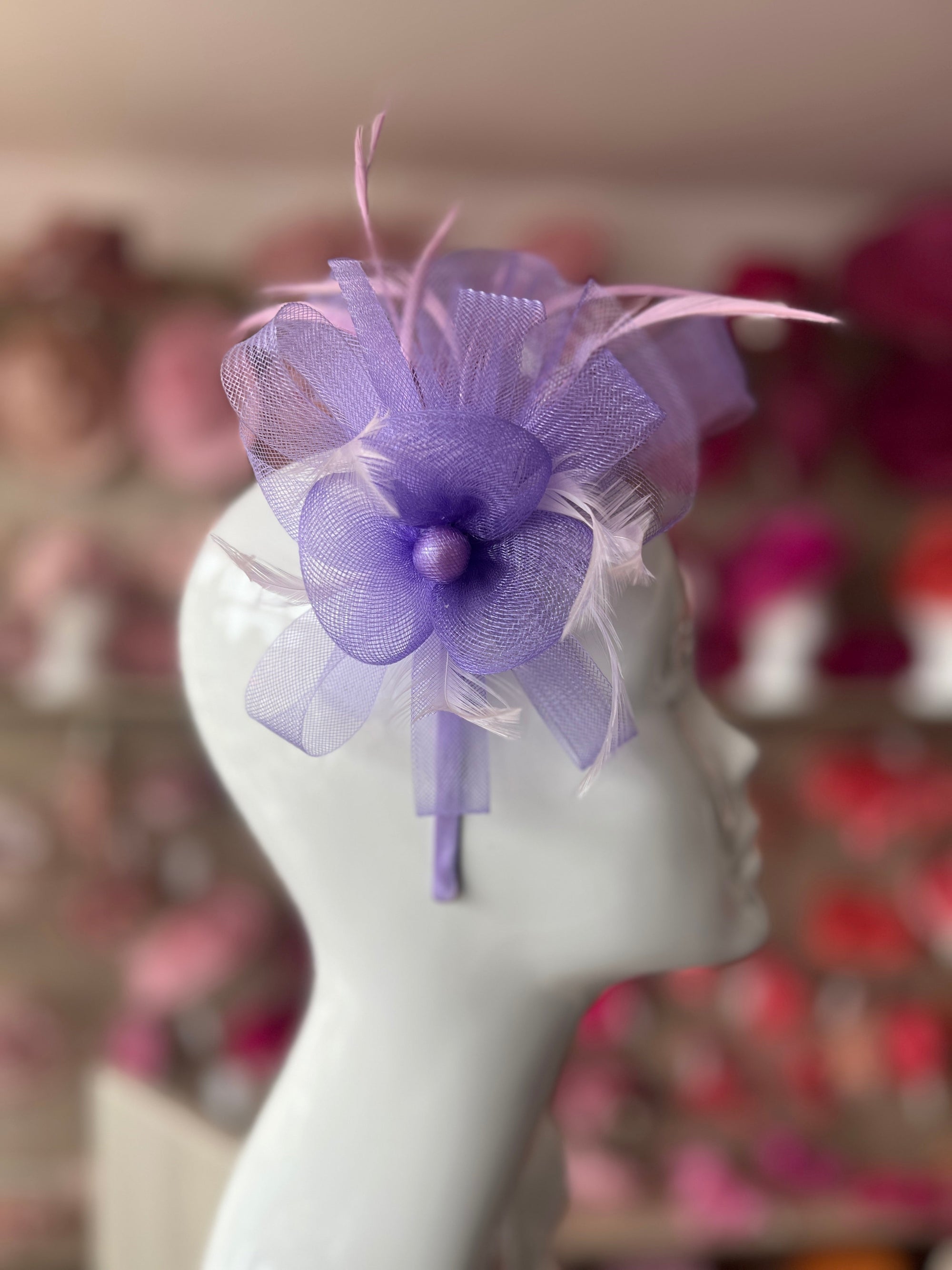 Crinoline Mesh Lilac Flower Fascinator Headband