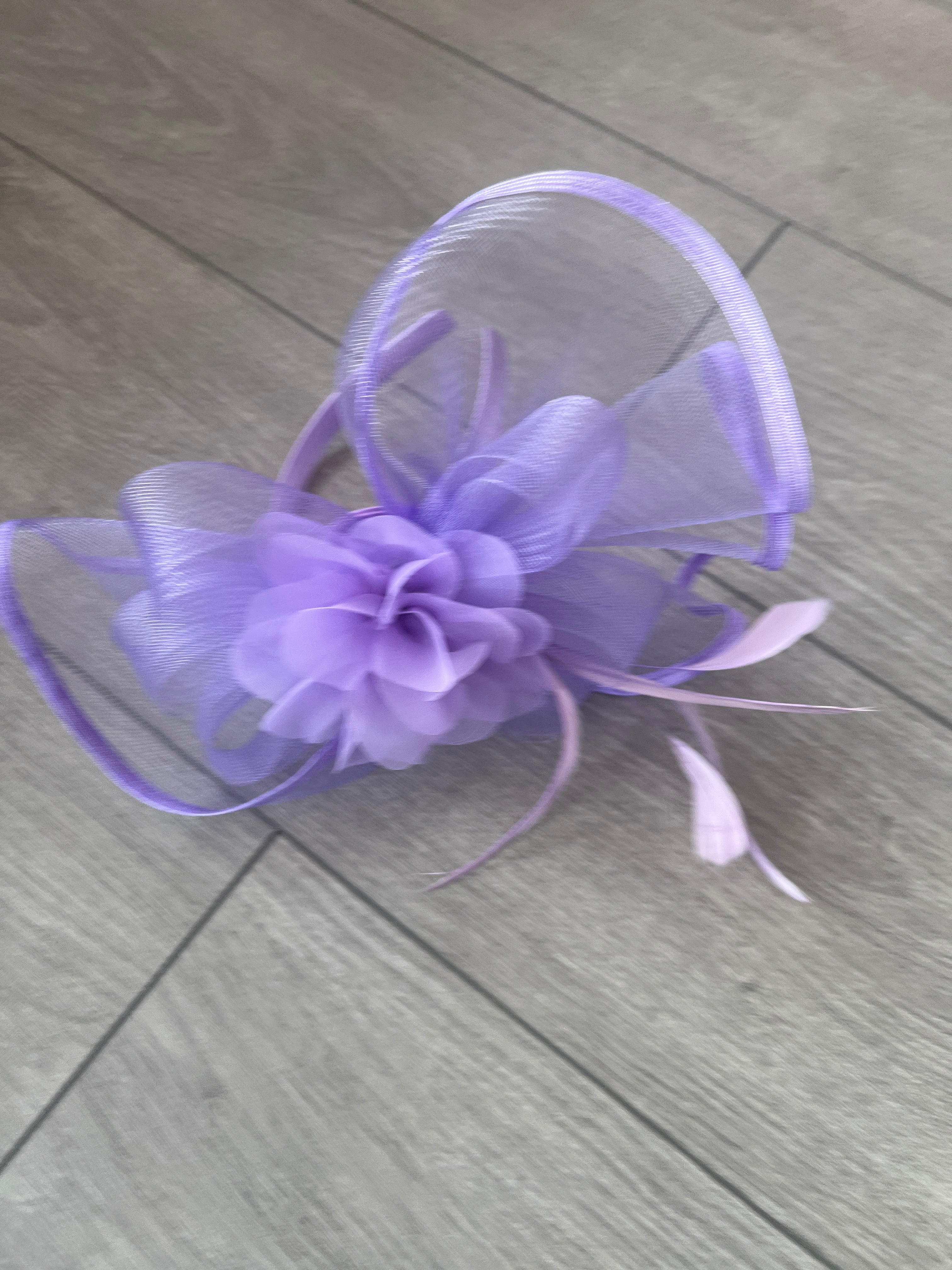 Large Lilac Fascinator Fluted Crinoline & Flower