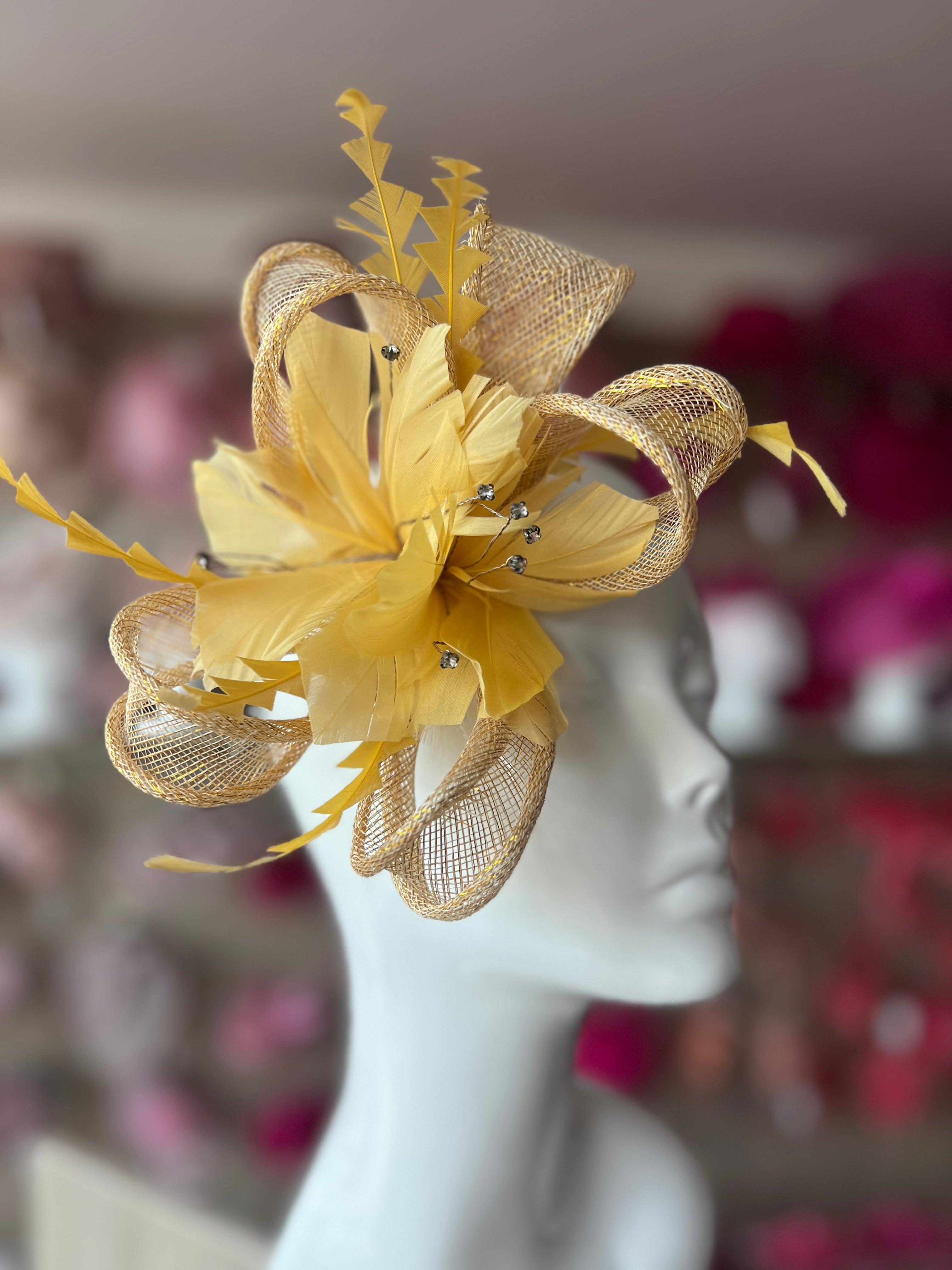 Disc Fascinator Gold Wedding Hats Fascinators Yellow Fascinator Gold ...