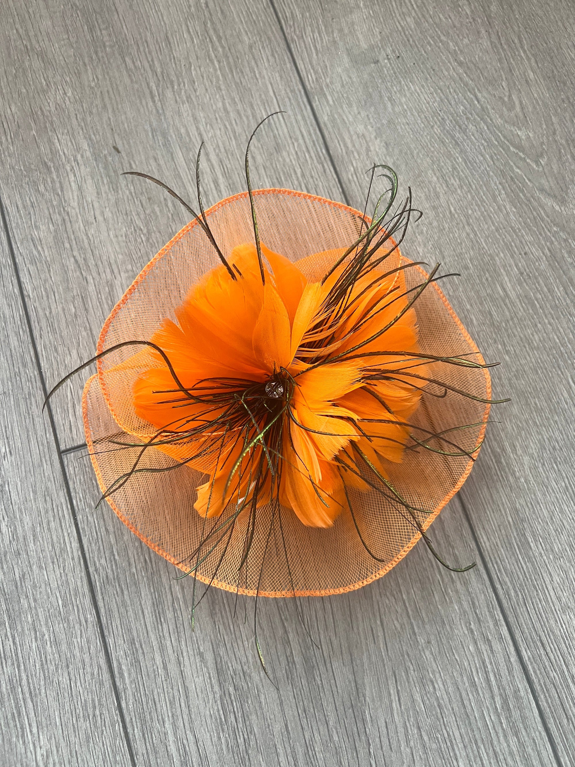 Orange Crinoline Flower Fascinator