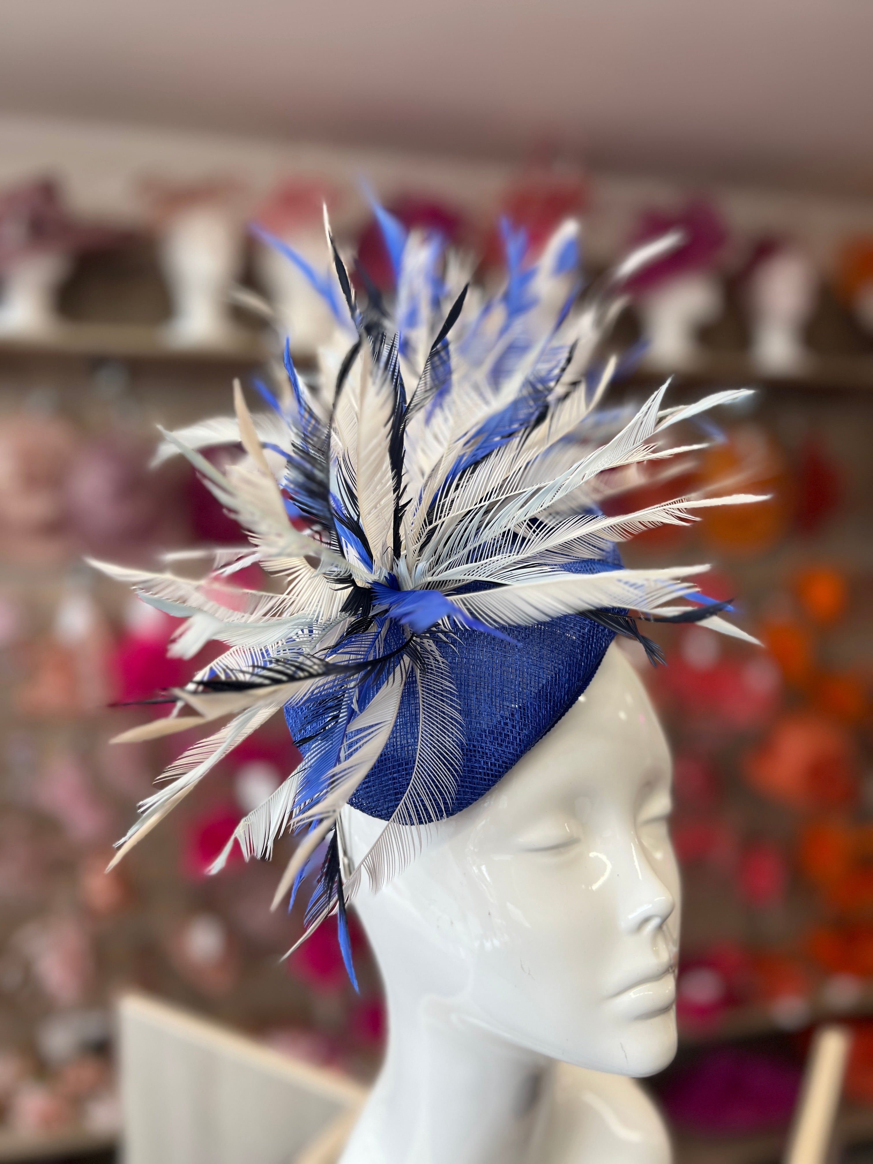 Hat Blue And White Fascinator Pale blue fascinator|Wedding hats for