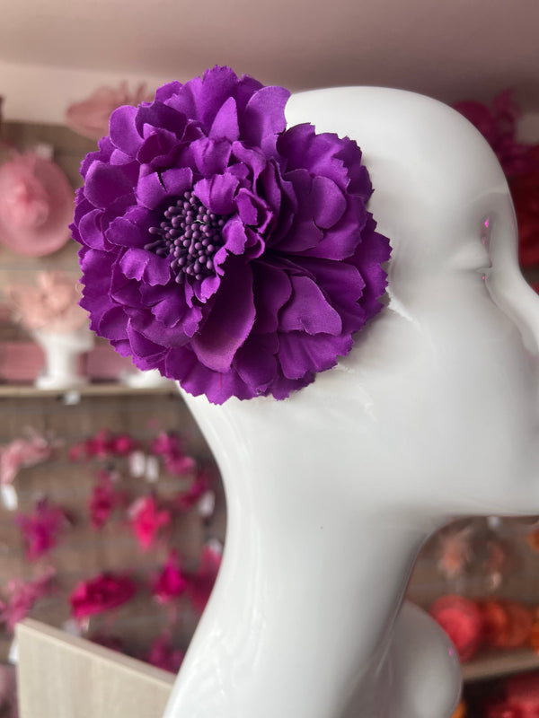 Purple Hair Flower Fascinator Clip for Flower Girls Bridesmaids