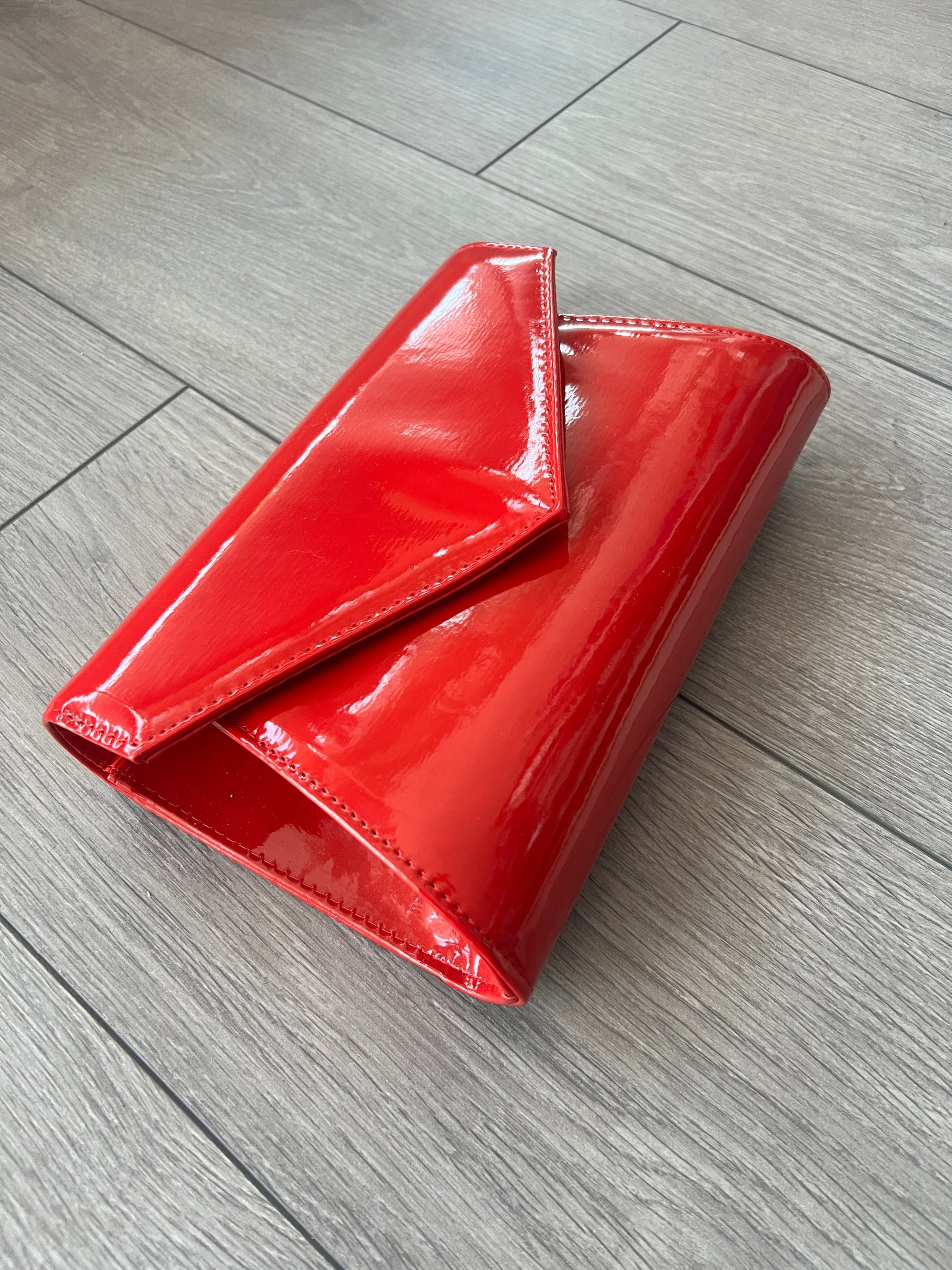 Red Patent Envelope Clutch Bag