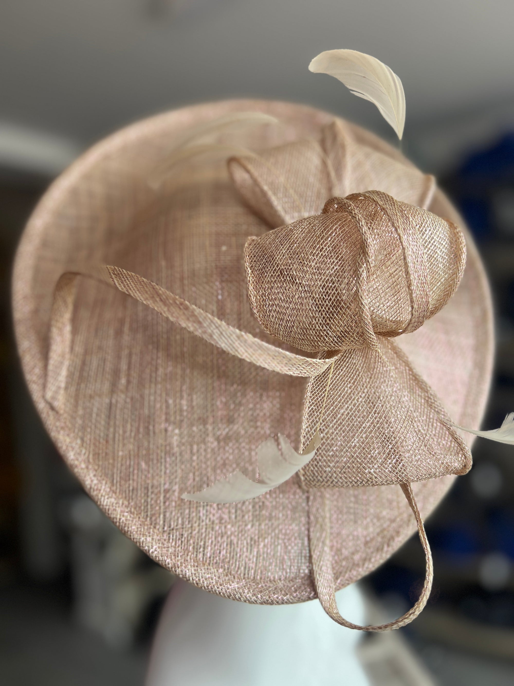 Metallic Rose Gold Disc Fascinator for Weddings, Events & The Races