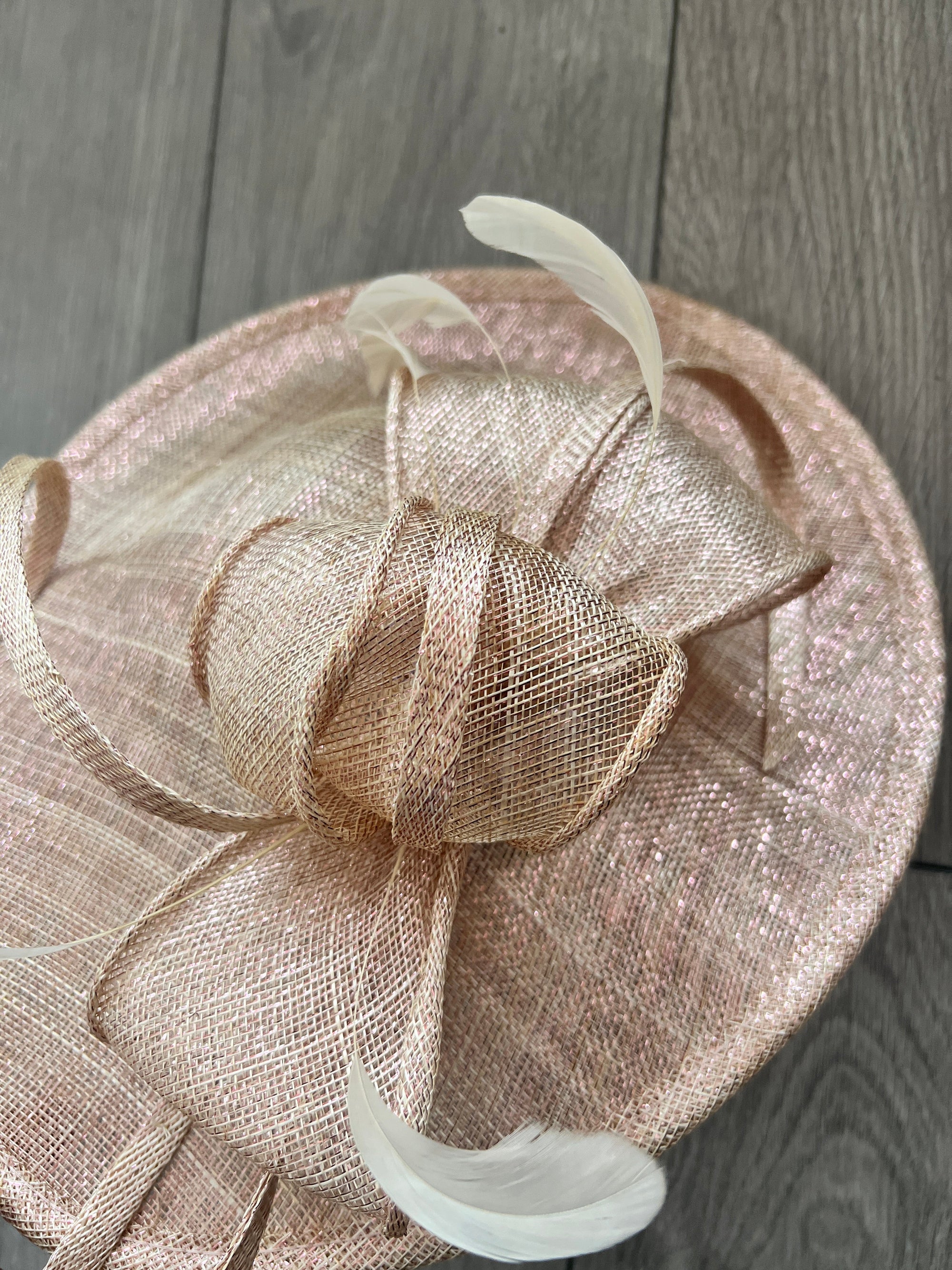 Metallic Rose Gold Disc Fascinator for Weddings, Events & The Races