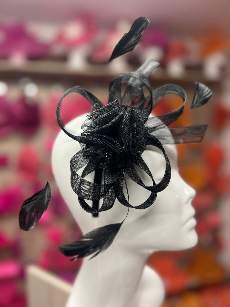 Small Fluted Crinoline Hair Fascinator Black