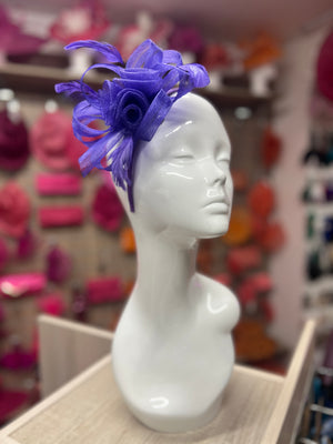 Small Fluted Crinoline Hair Fascinator Purple