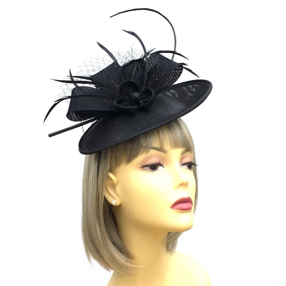 Black Funeral Hats - Funeral Fascinators with Black Veil / Birdcage
