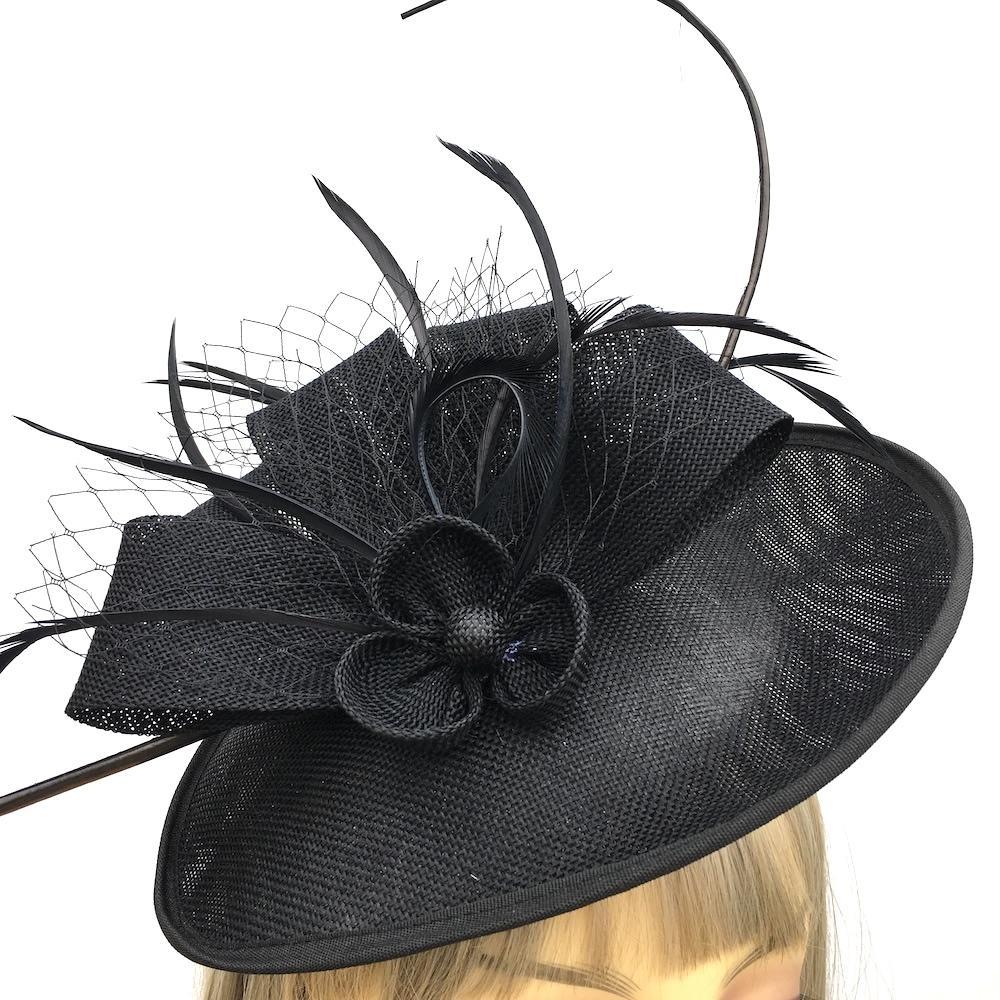 Black Funeral Hats - Funeral Fascinators with Black Veil / Birdcage