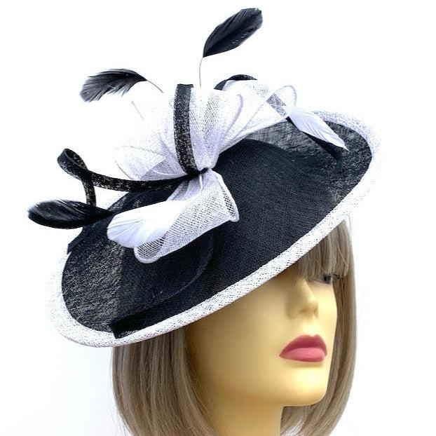 Black & White Teardrop Disc Fascinator for Weddings, Events & Races