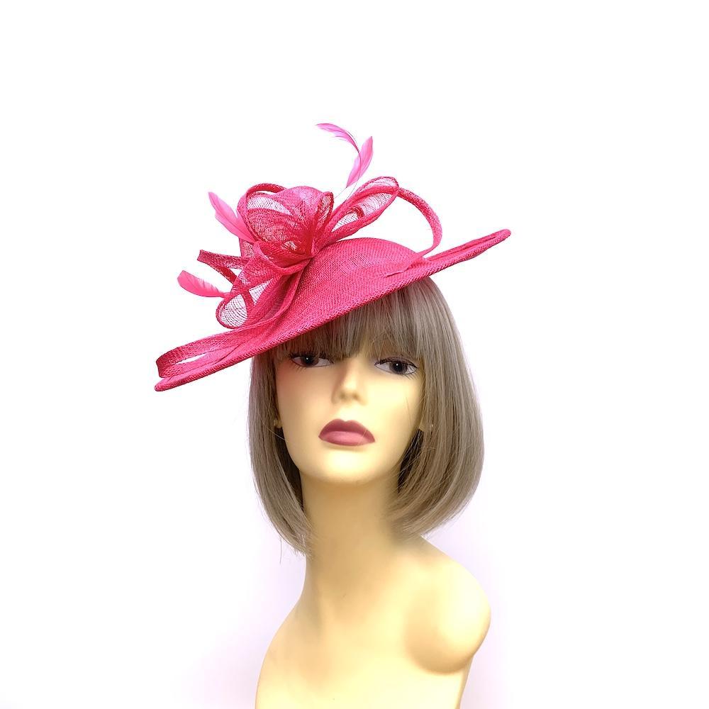 Cerise Teardrop Disc Fascinator for Weddings & The Races