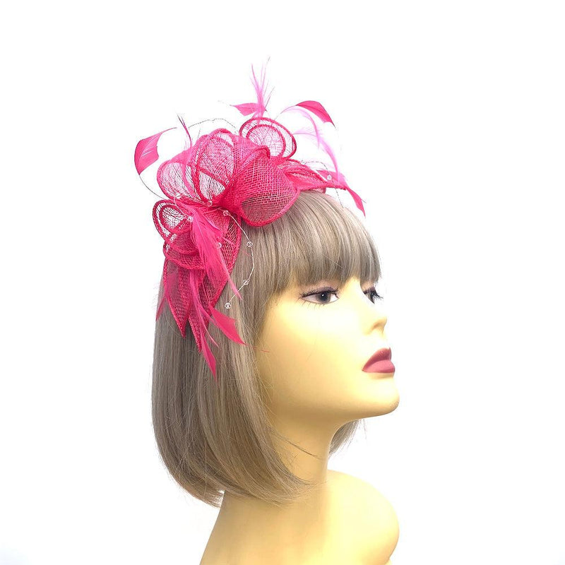 Classic Sinamay Cerise Fascinator for Weddings & The Races