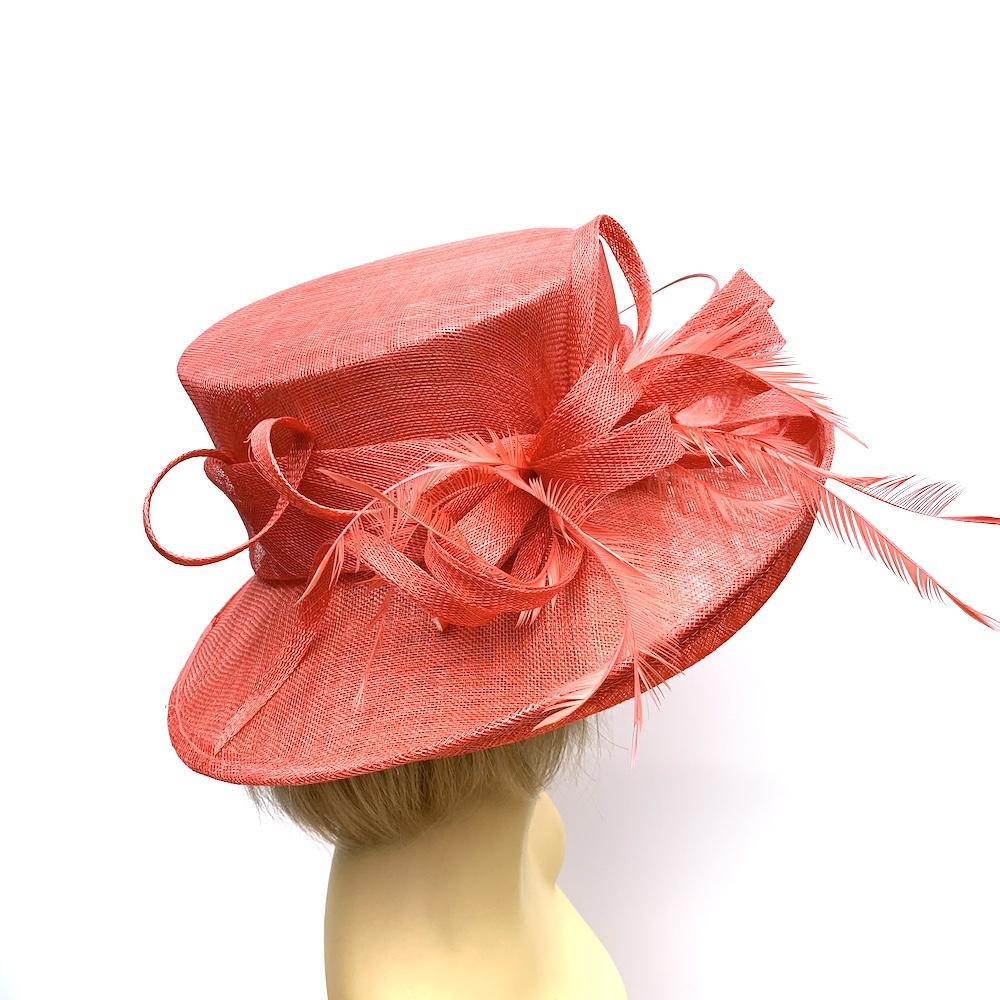 Classic Sinamay Coral Wedding Hat for Weddings, Ladies Day & Ascot