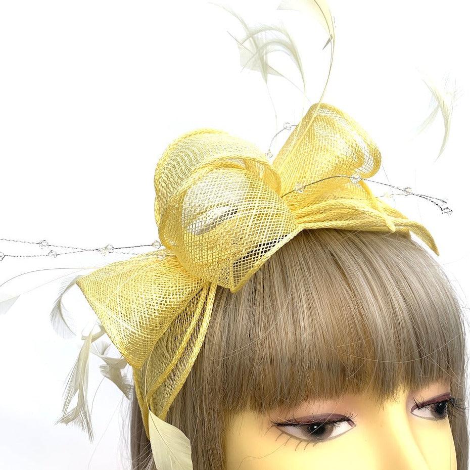 Classic Sinamay Lemon Fascinator for Weddings & The Races