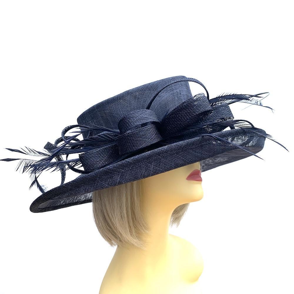 Classic Sinamay Navy Wedding Hat for Weddings, Race Days & Ascot