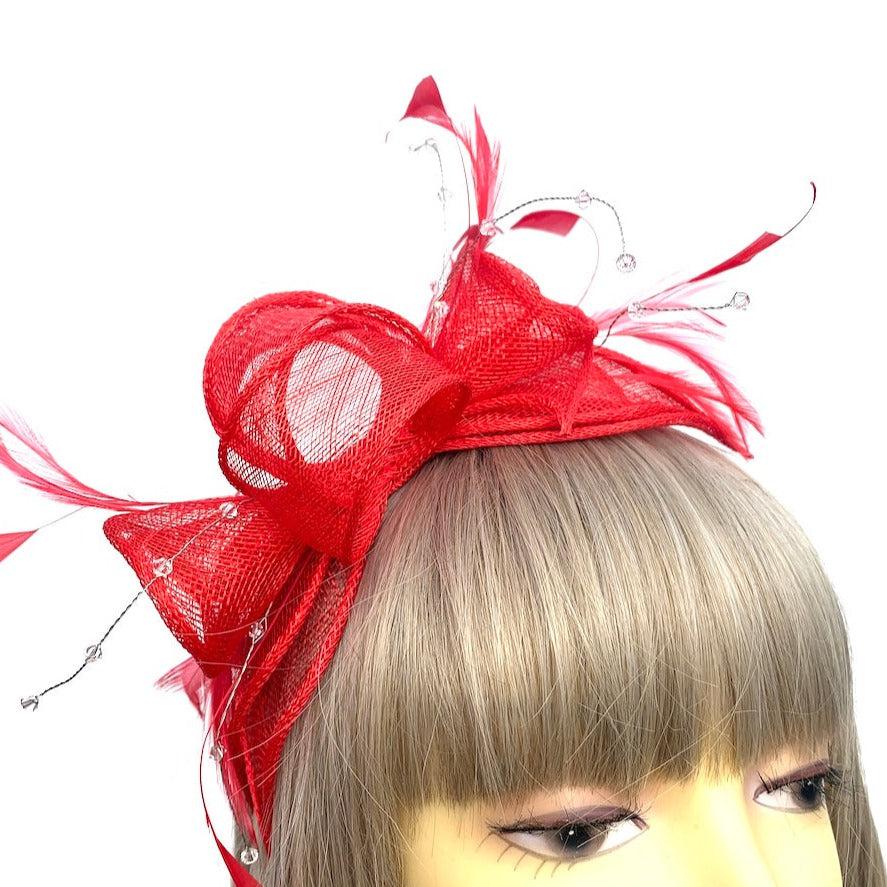 Classic Sinamay Poppy Red Fascinator for Weddings & The Races