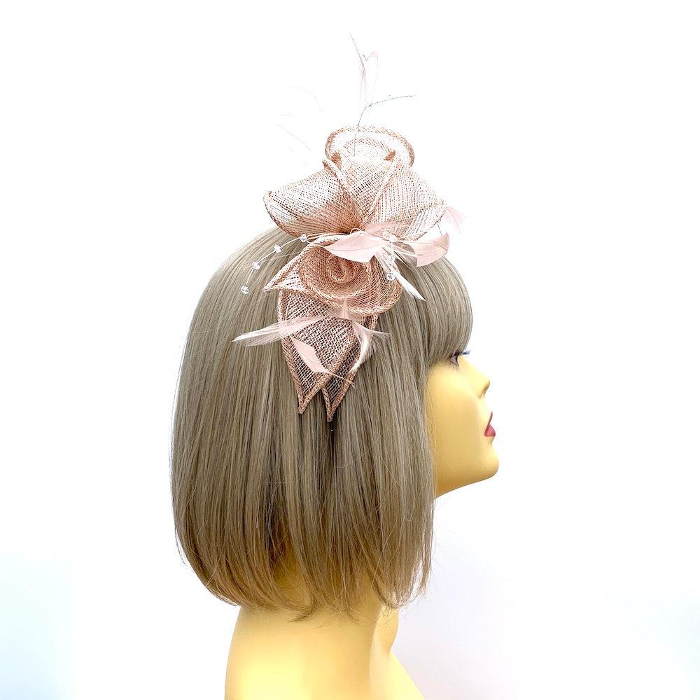 Classic Sinamay Rose Gold Fascinator for Weddings & The Races