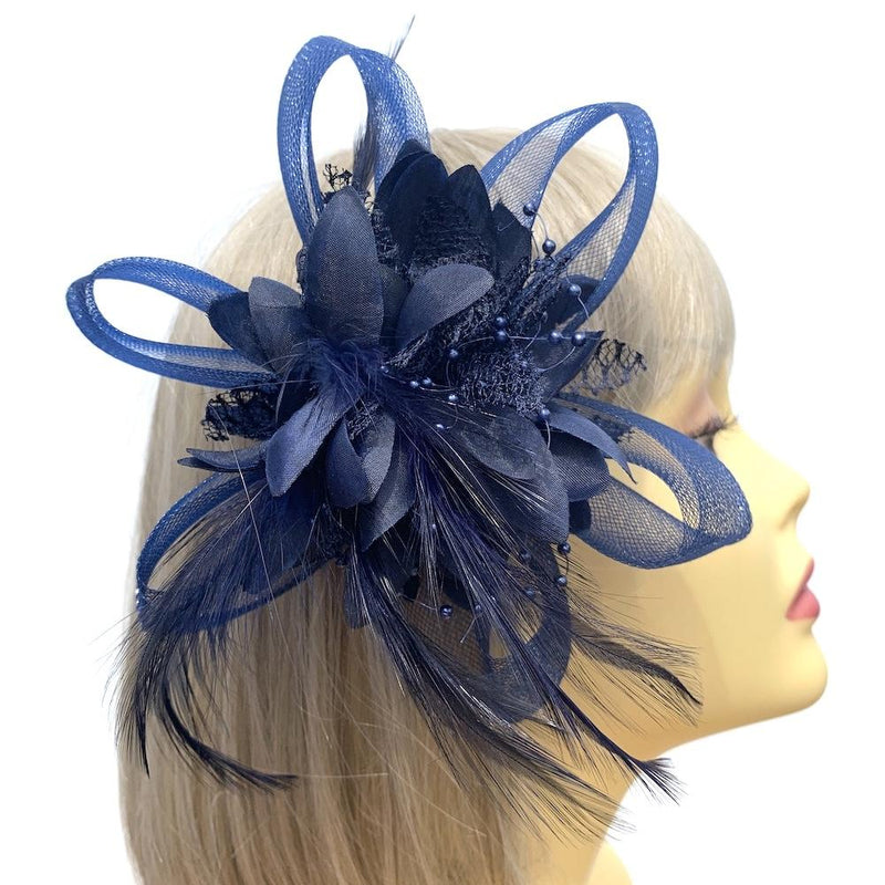 Navy Fascinators - Navy Hair Fascinators & Navy Fascinator Hats