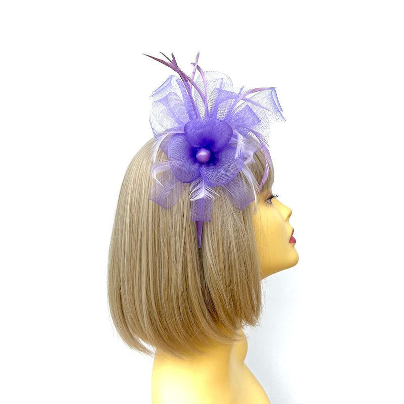 Crinoline Mesh Lilac Flower Fascinator Headband