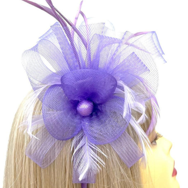 Crinoline Mesh Lilac Flower Fascinator Headband