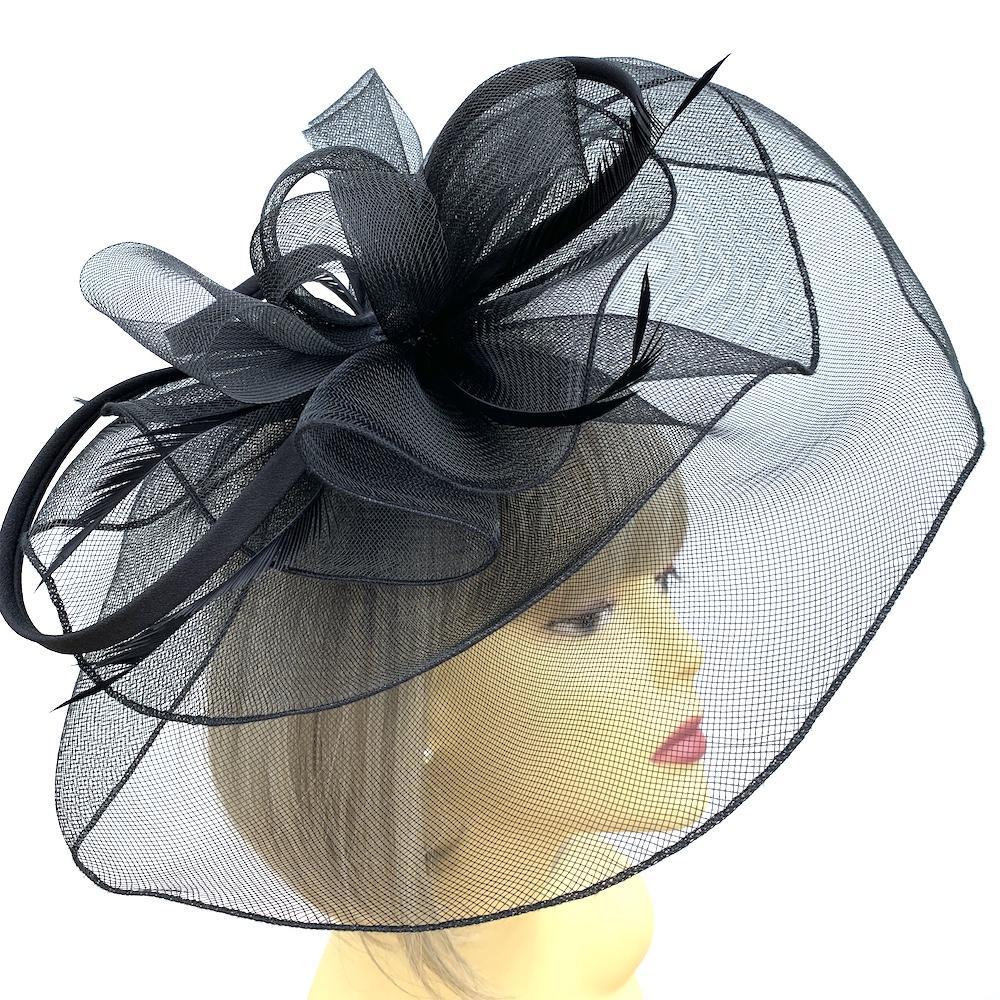 Floaty Crinoline Large Black Fascinator with Layered Fabric