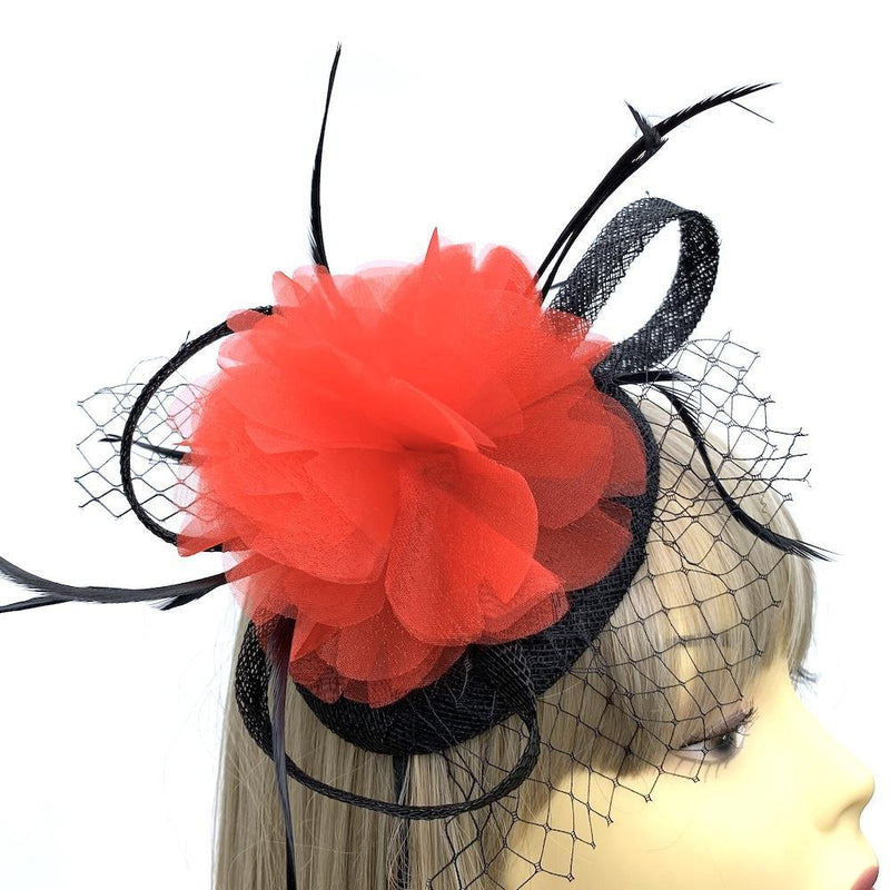 Red and Black Fascinators, Hair Fascinators, Hatinators & Hats