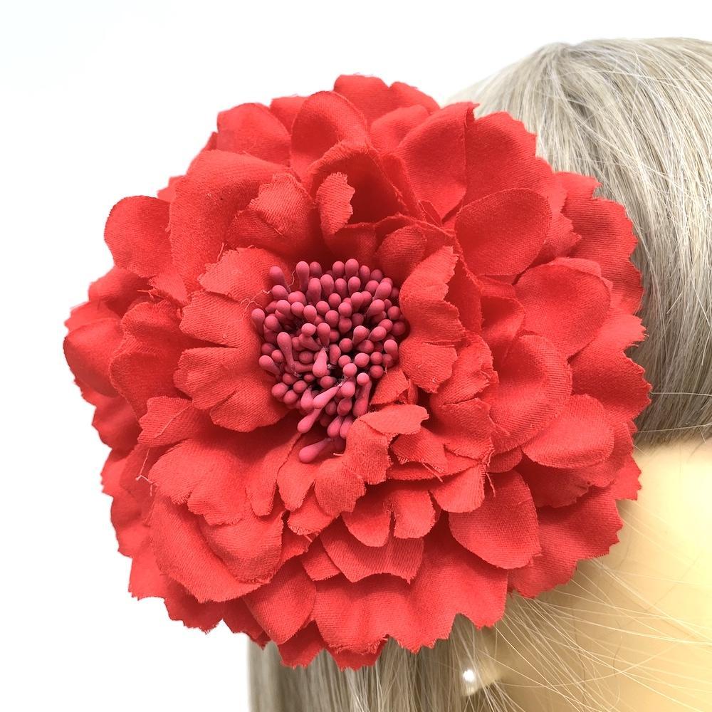 Red Hair Flower Fascinator Clip | Red Flowers for Hair
