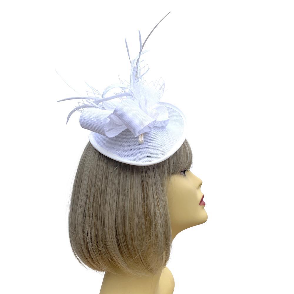 White Saucer Style Fascinator Hat Hatinator | White Fascinators