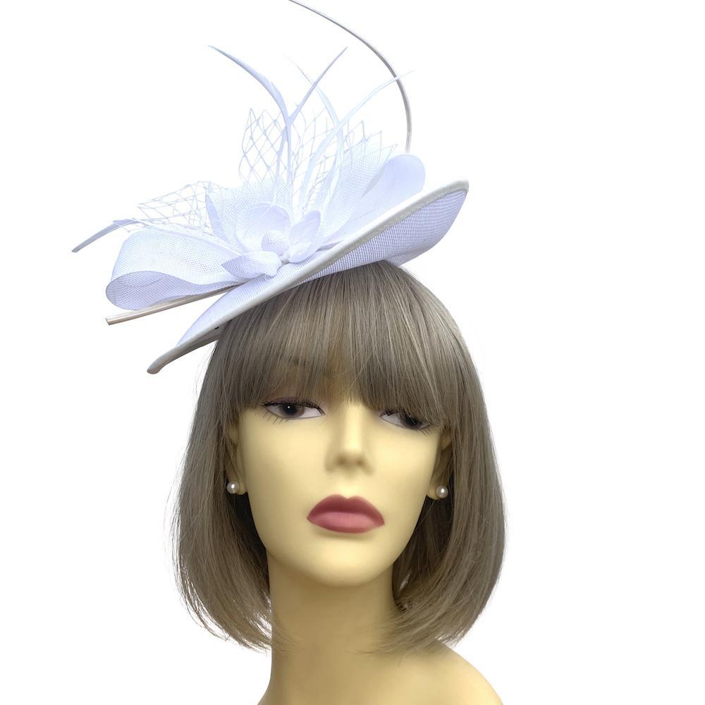 White Saucer Style Fascinator Hat Hatinator | White Fascinators