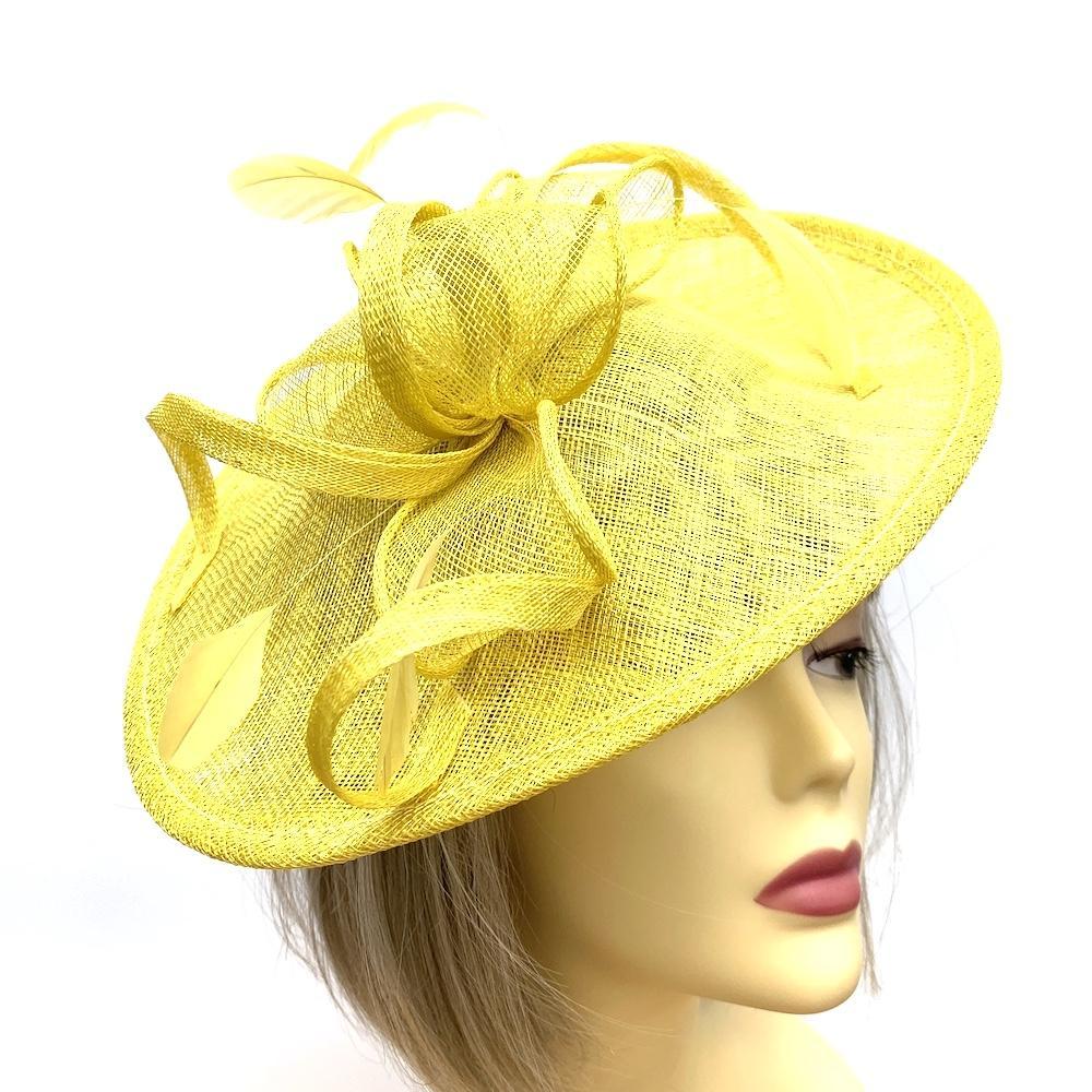Yellow Teardrop Disc Fascinator for Weddings & The Races